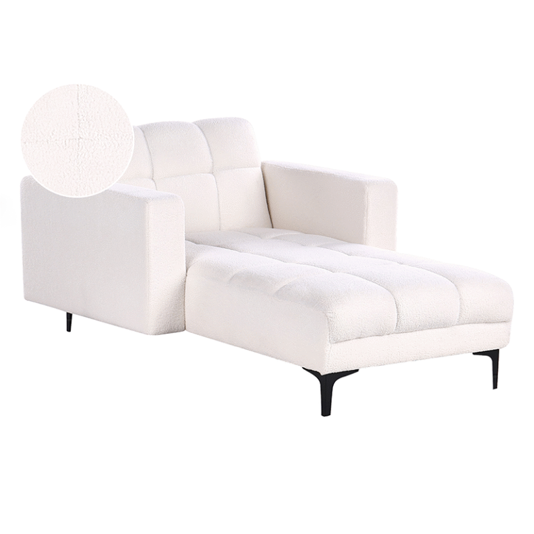 White Boucle Chaise Lounge - Dura Decor